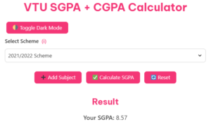 Free VTU SGPA Calculator 2025 - All Branches & Schemes